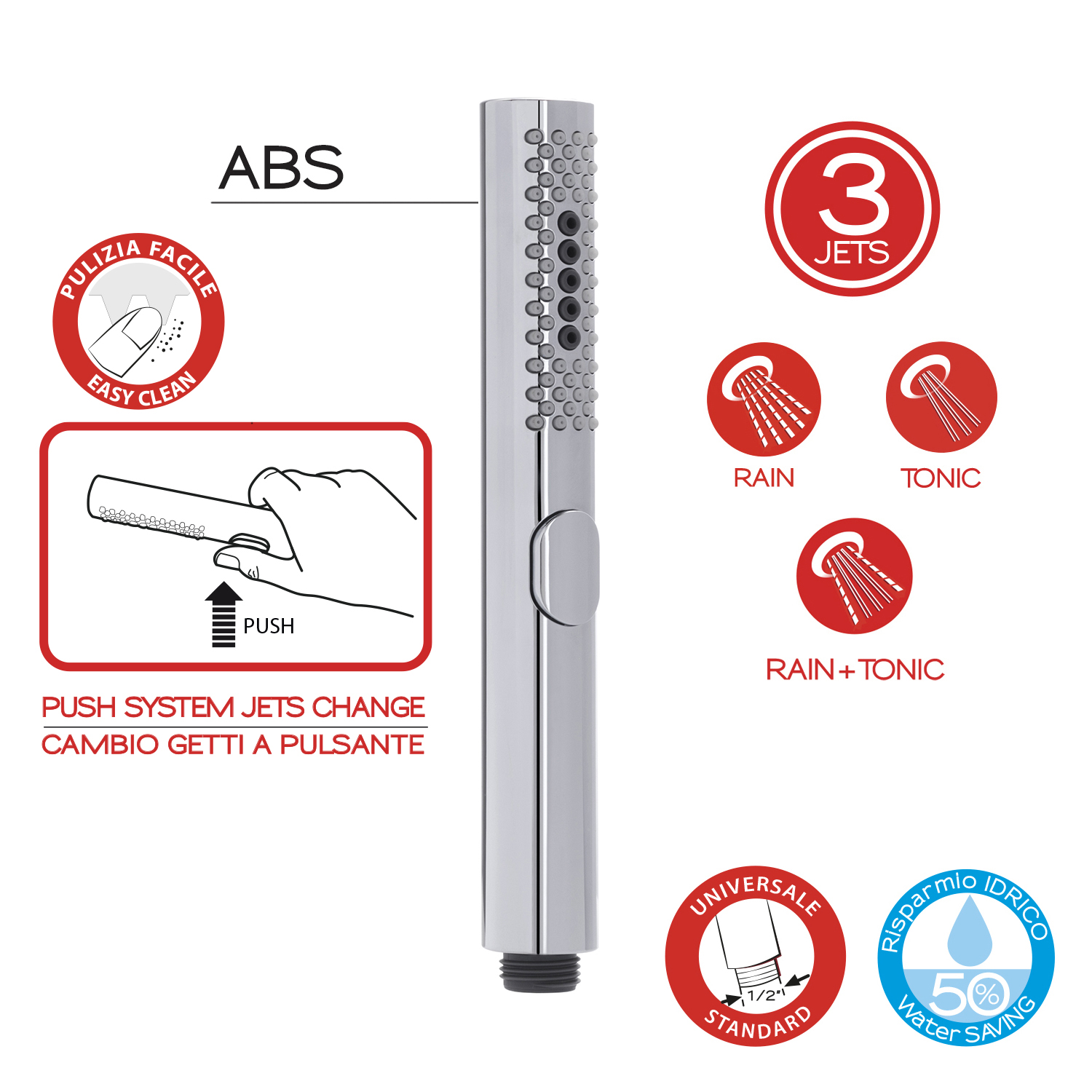 Trendy 04 hand shower 3 jets – Gedy