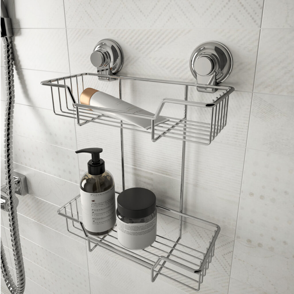Hot double shower wire caddy chromed – Gedy