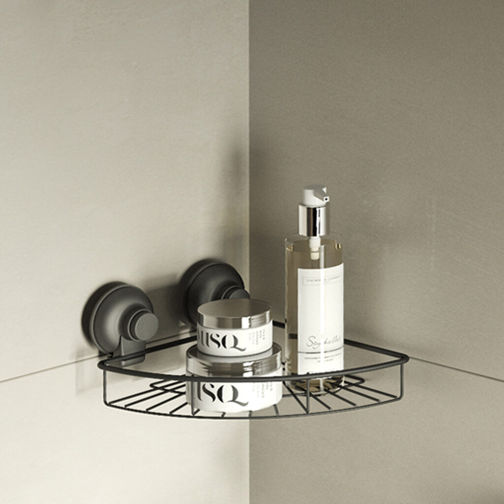 Hot corner shower wire basket matt black – Gedy