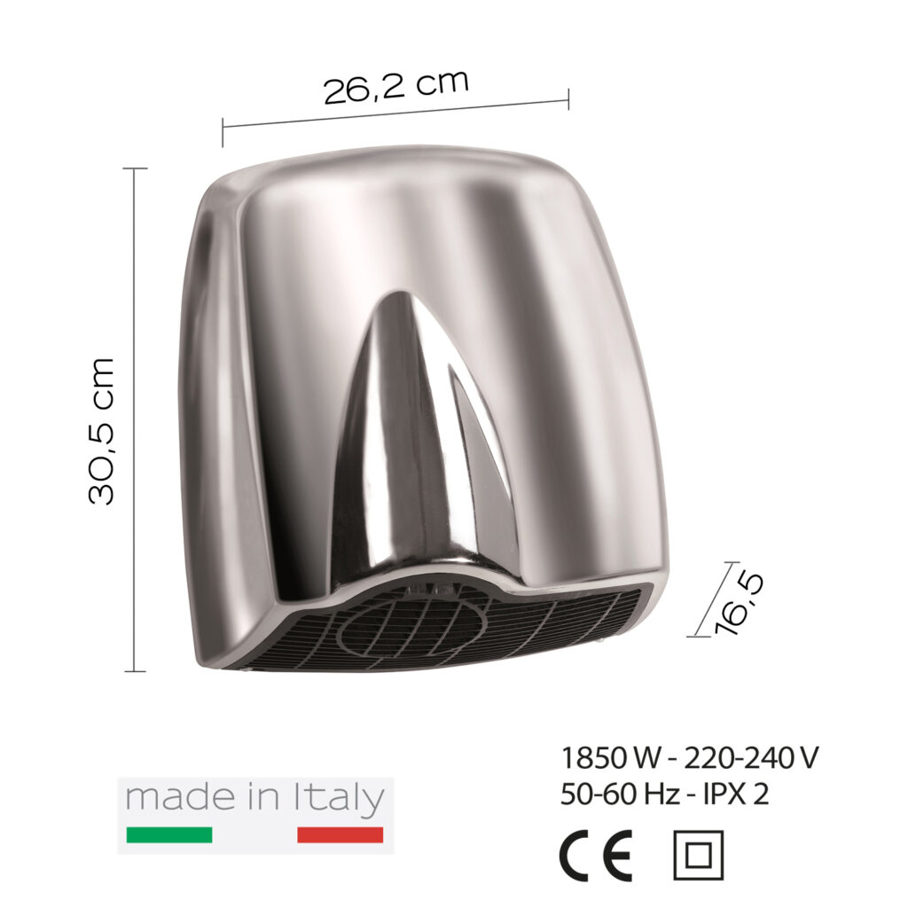 Alize’ hand dryer with induction motor and photocell chromed – Gedy