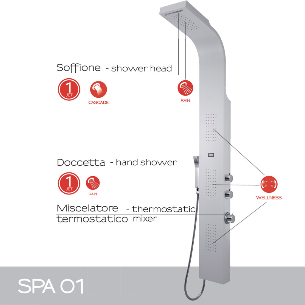 Spa 00 multi-functions shower panel white – Gedy