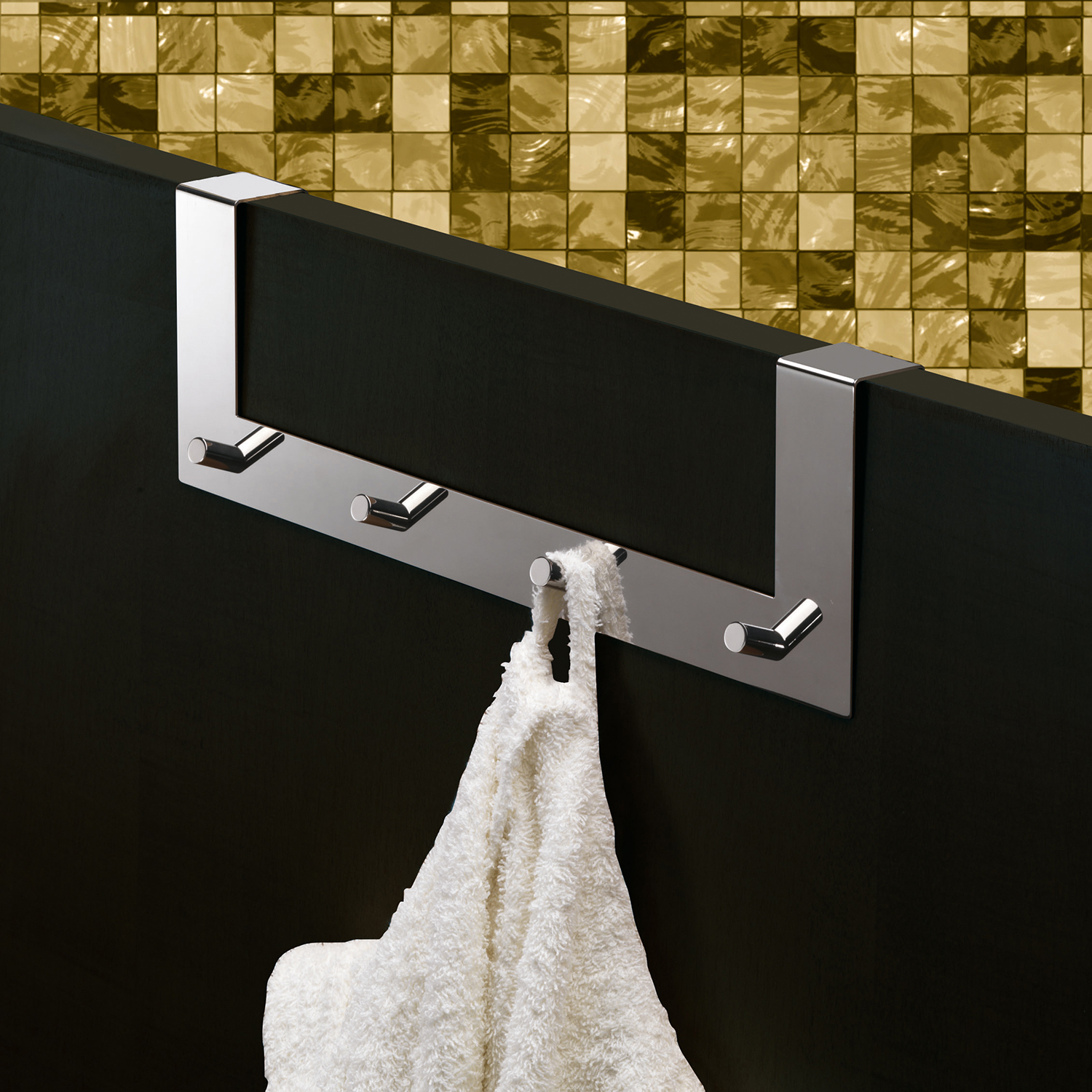 Morgana crochet quatre tetes a accrocher a la porte poli – Gedy